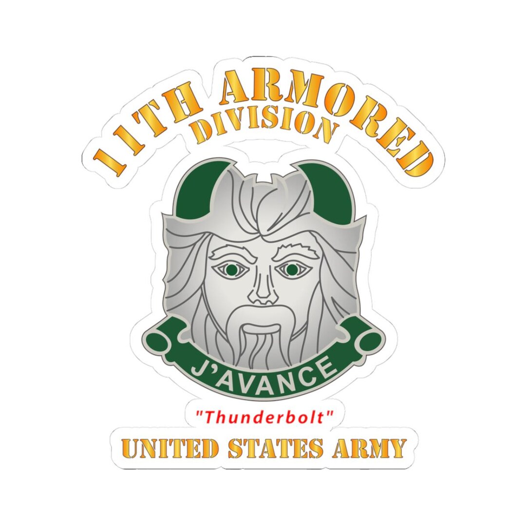 Kiss-cut Stickers - Army - DUI - 11th Armored Division - Thunderbolt ...