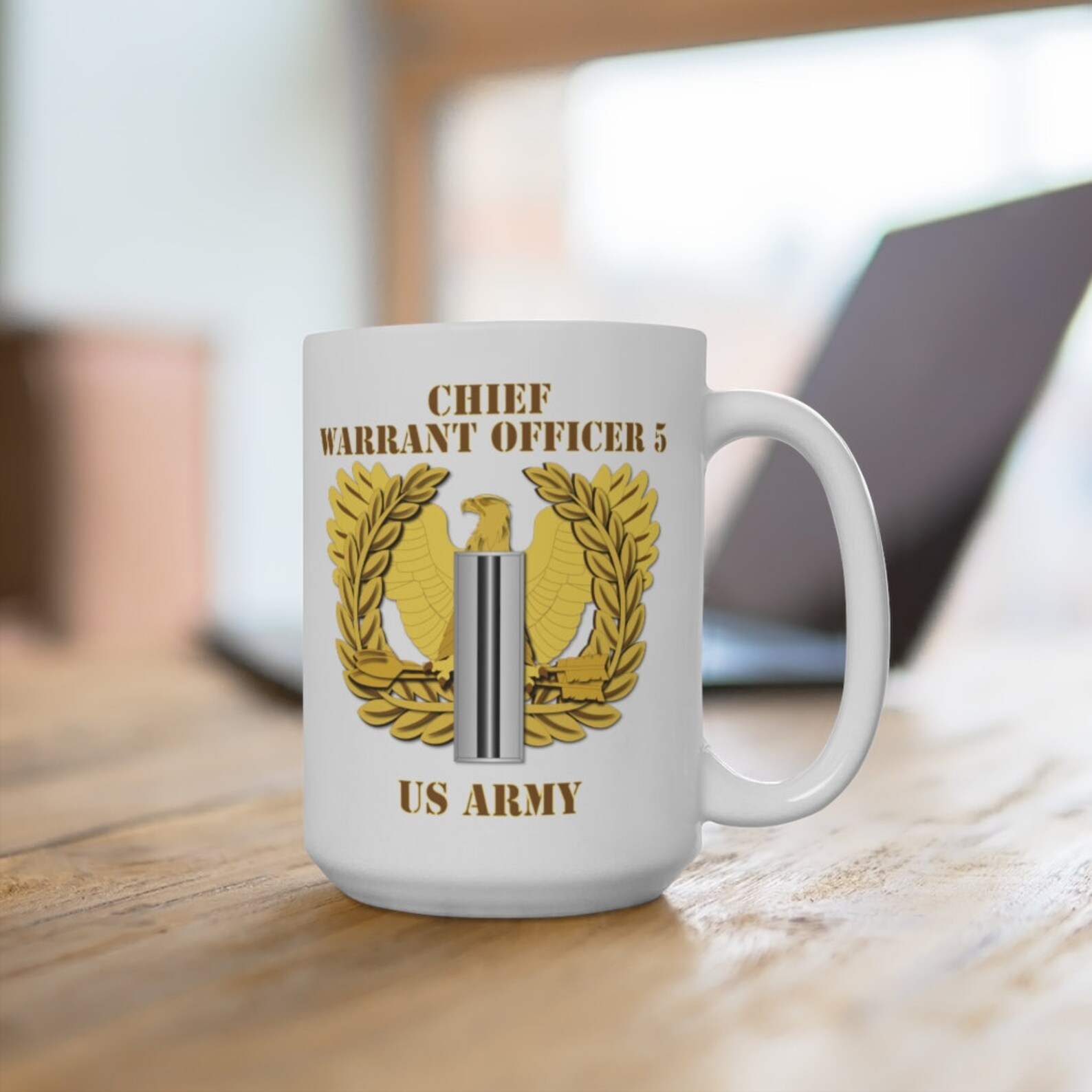 White Mug 15oz Army Emblem Warrant Officer 5 Cw5 W Etsy