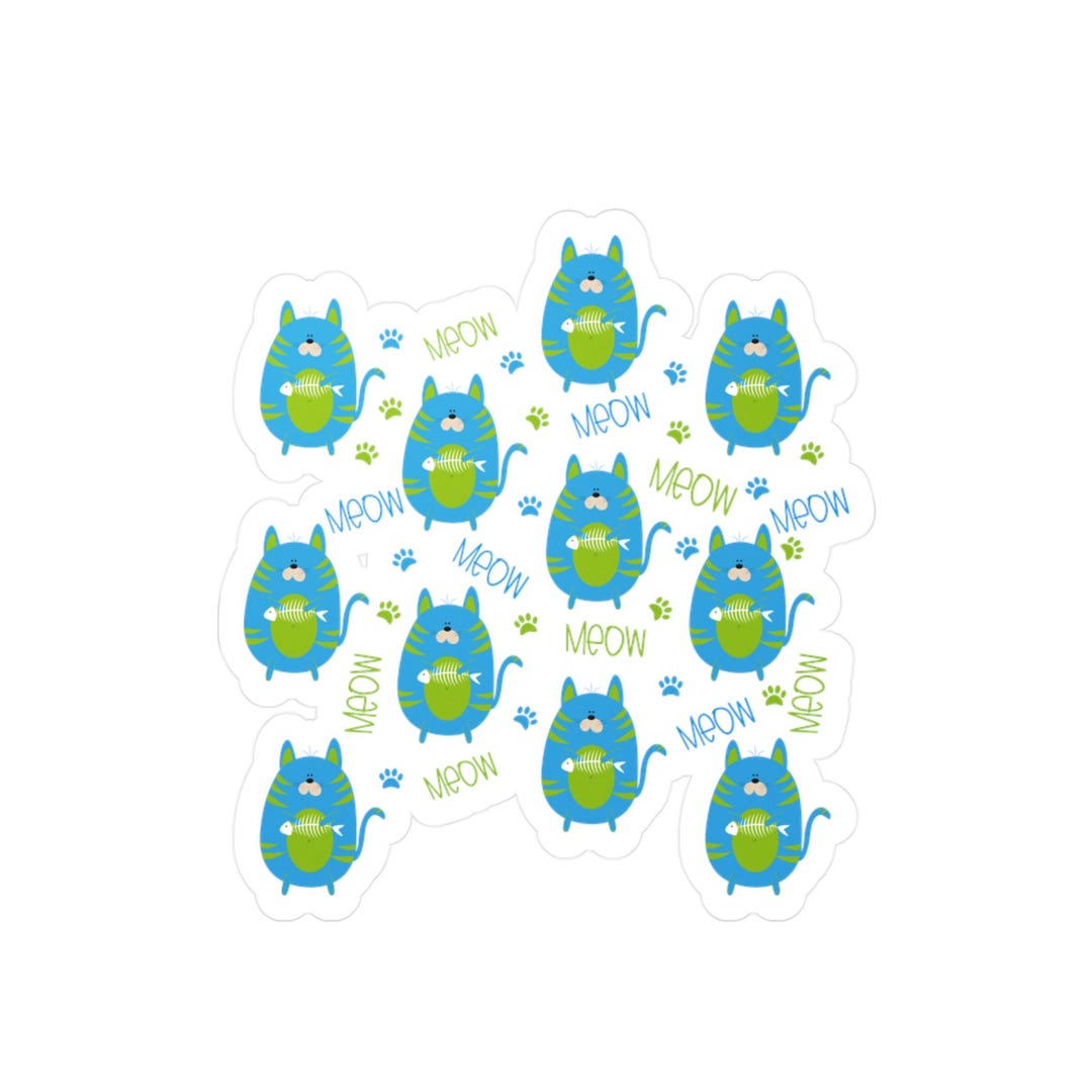 Kiss-cut Vinyl Decals - Cute Cat Meow Stickers - Etsy