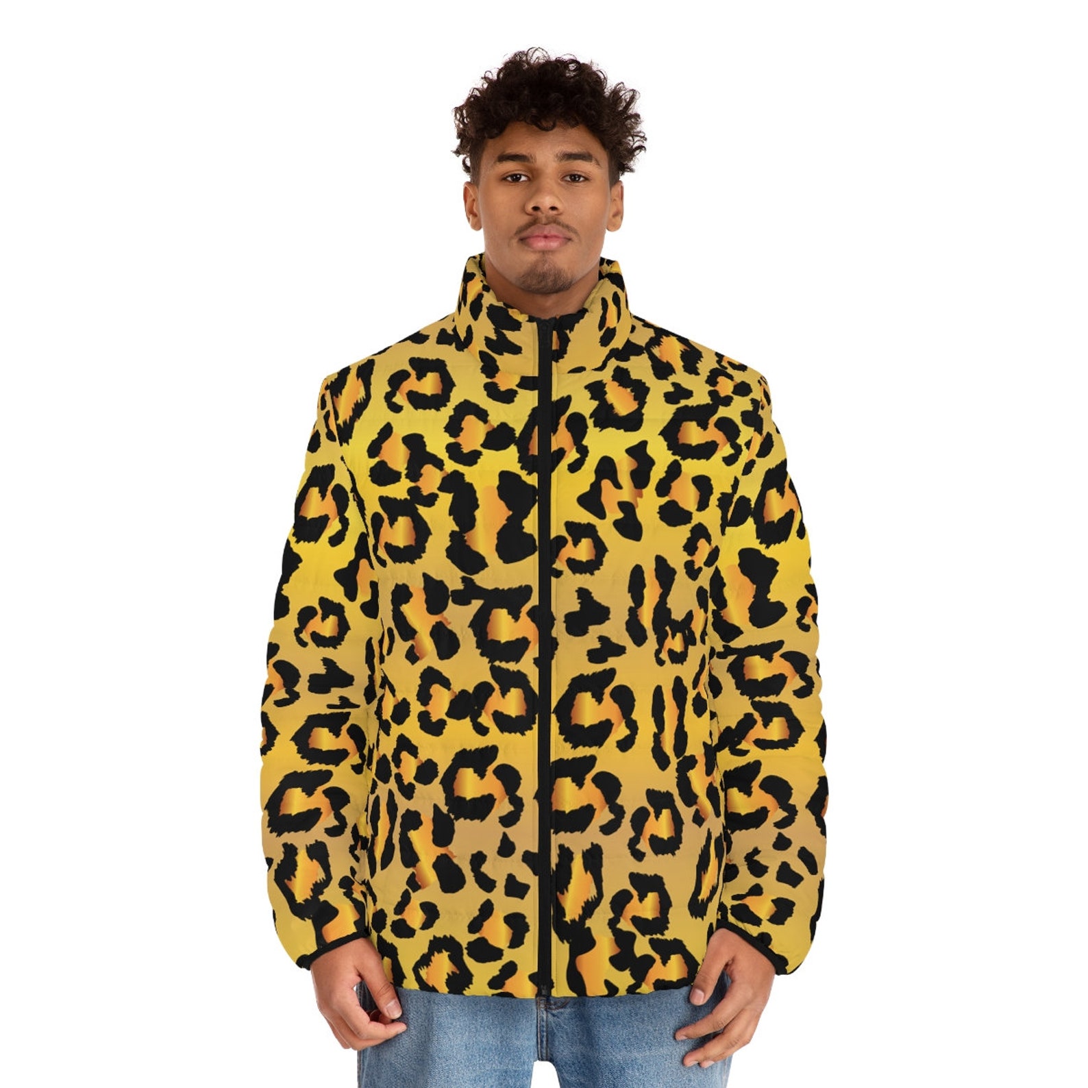 Men's Puffer Jacket AOP Leopard Spots - Etsy