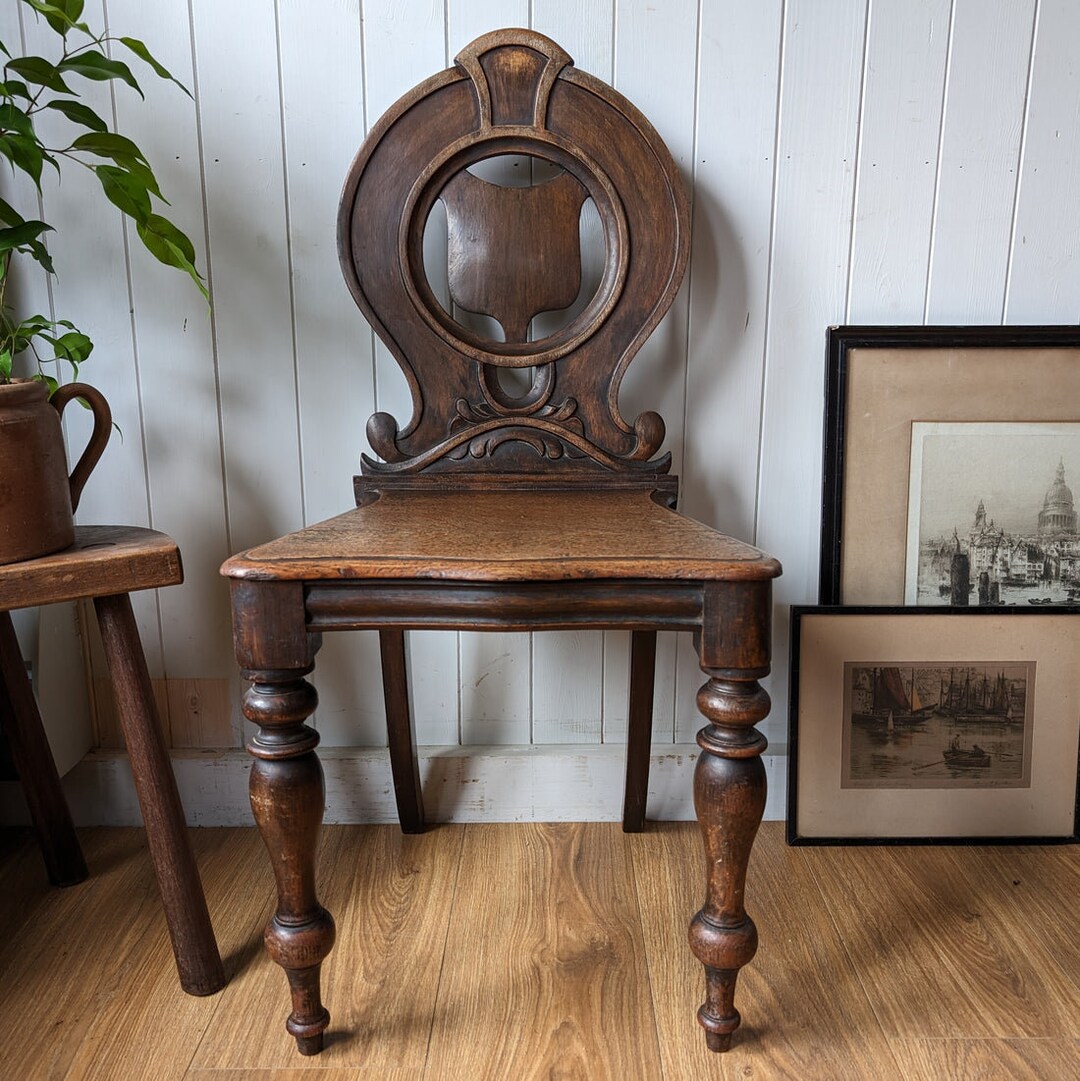 Antique Shield Back Hall Chair - Etsy UK