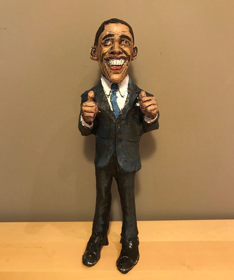 Barack Obama Sculpture Handmade Paper Mache Figure - Etsy Sweden