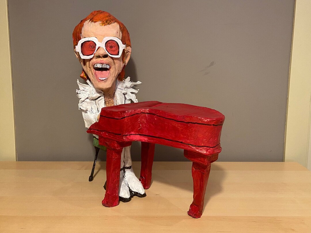 Elton John With Piano Elton John Gift Handmade Paper Mache - Etsy