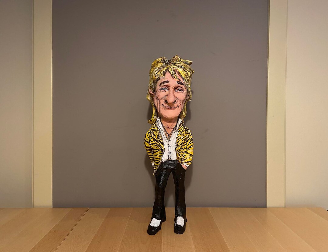 Rod Stewart Figure, Handmade Figurine, Paper Mache, Musician Gift ...