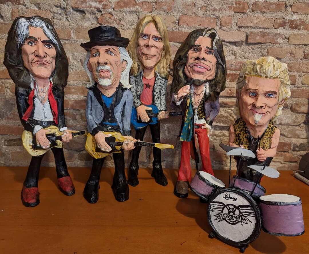 Aerosmith Sculptures, Rock Music, Handmade Paper Mache Figurines ...