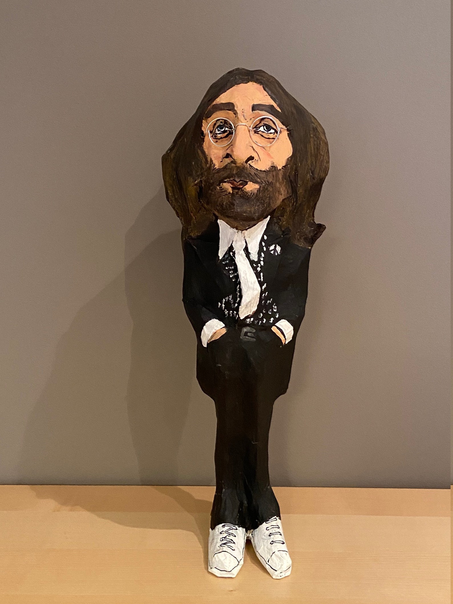 John Lennon Sculpture, Beatles, Handmade Paper Mache Figure, Lennon ...