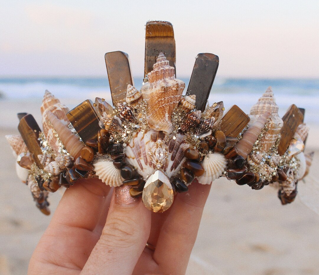 Tigers Eye and Shell Crown - Etsy
