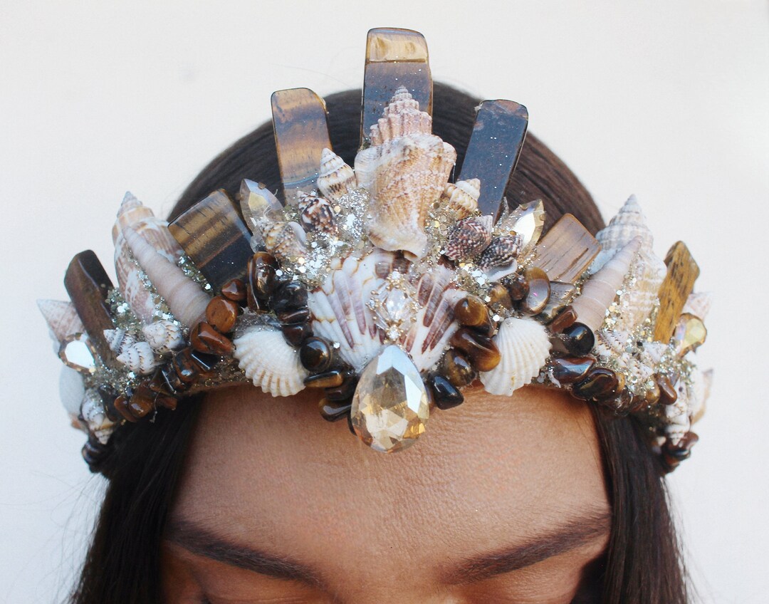 Tigers Eye and Shell Crown - Etsy