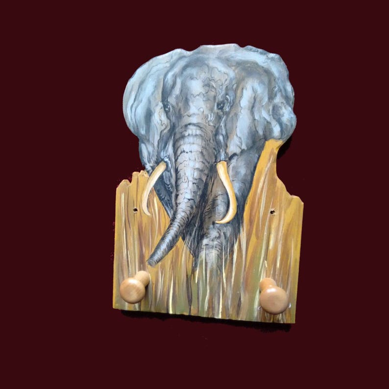 Wooden Coat Rack Elephant, Hand Made and Painted, Unique Design, Home ...
