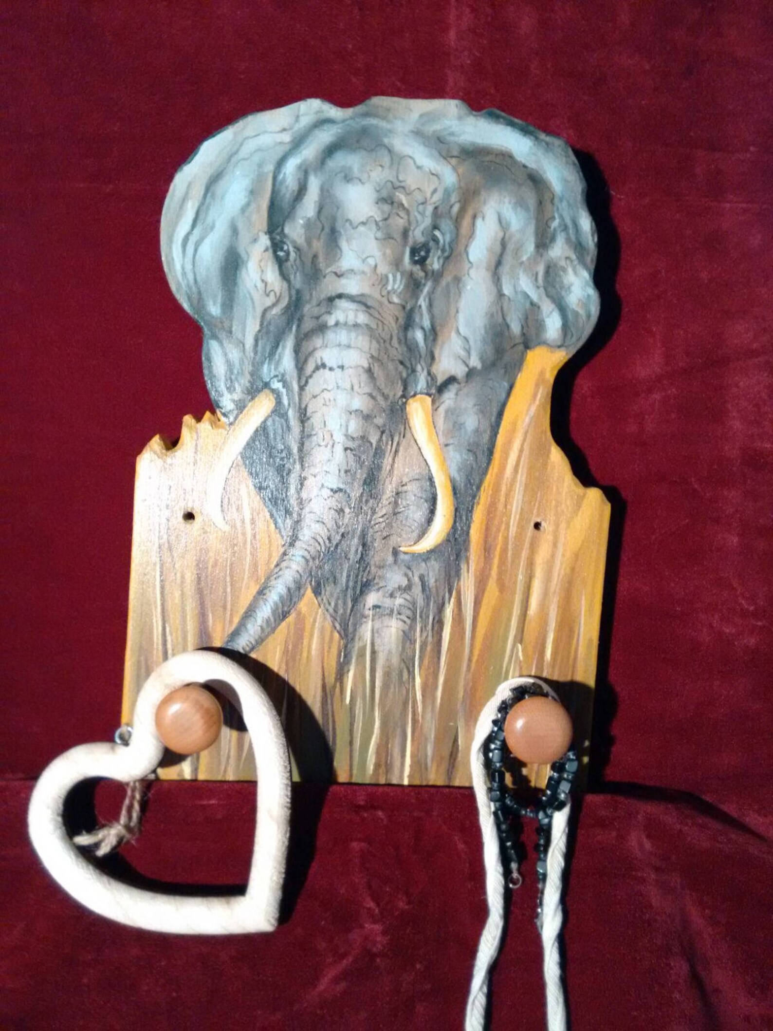 Wooden Coat Rack Elephant, Hand Made and Painted, Unique Design, Home ...