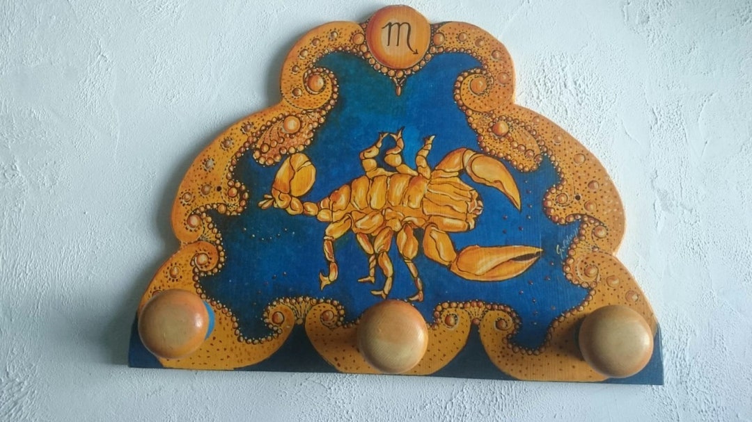 Zodiac Coat Rack Scorpio, Wooden, Hand Made and Painted, Unique Design ...