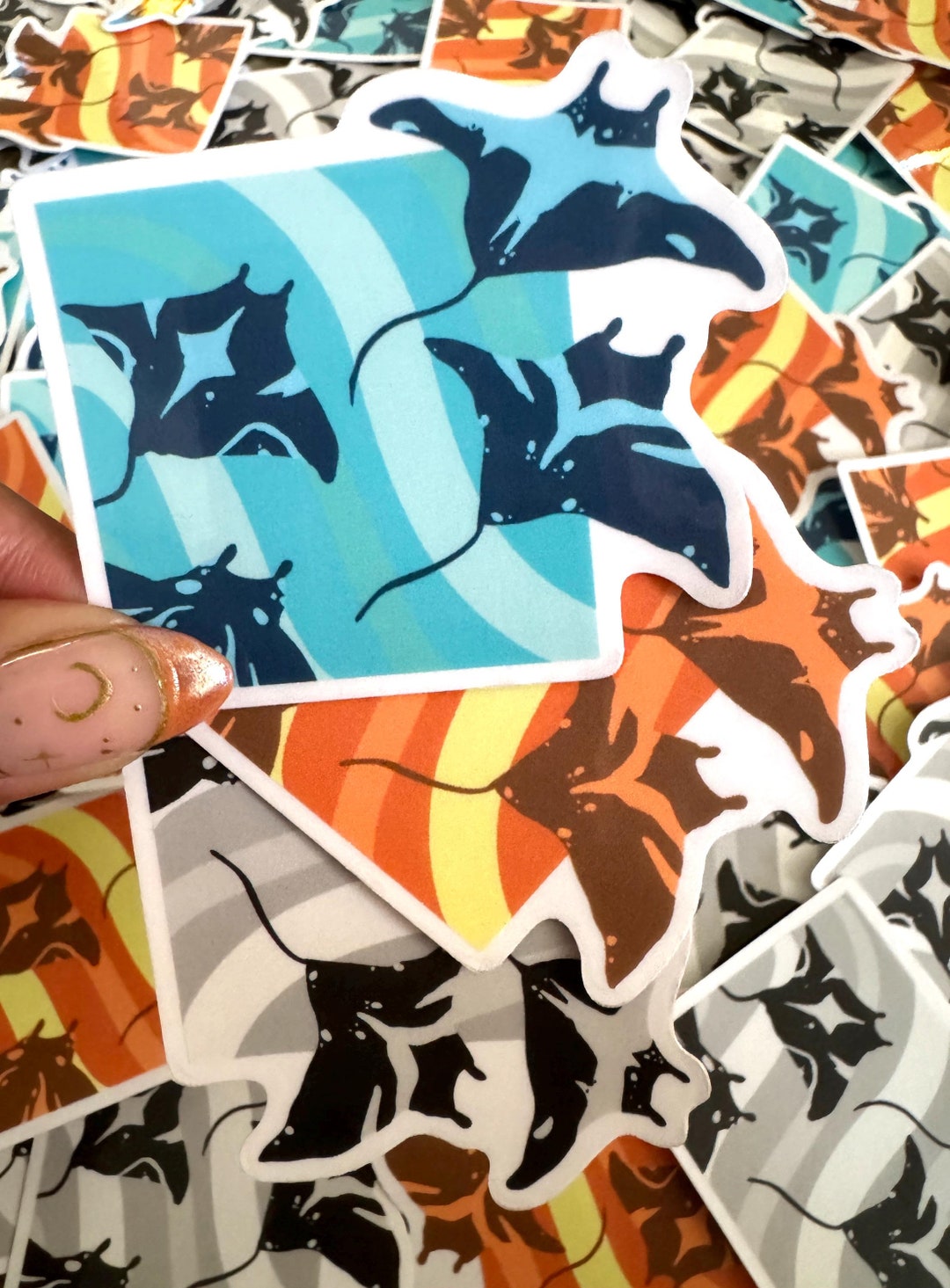 Manta Ray Vinyl Sticker | Manta Ray Sticker | Blue, Orange, Black - Etsy