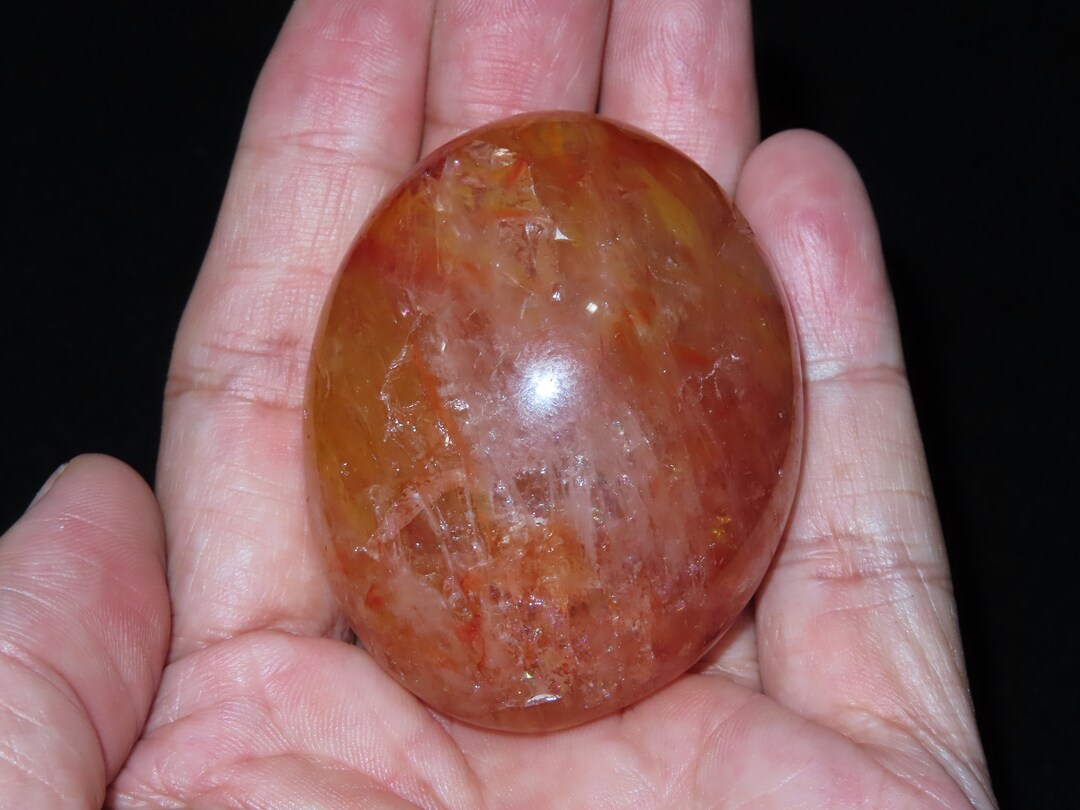 Beautiful Red Fire Hematoid Quartz Crystal Palmstone Healing Crystal ...