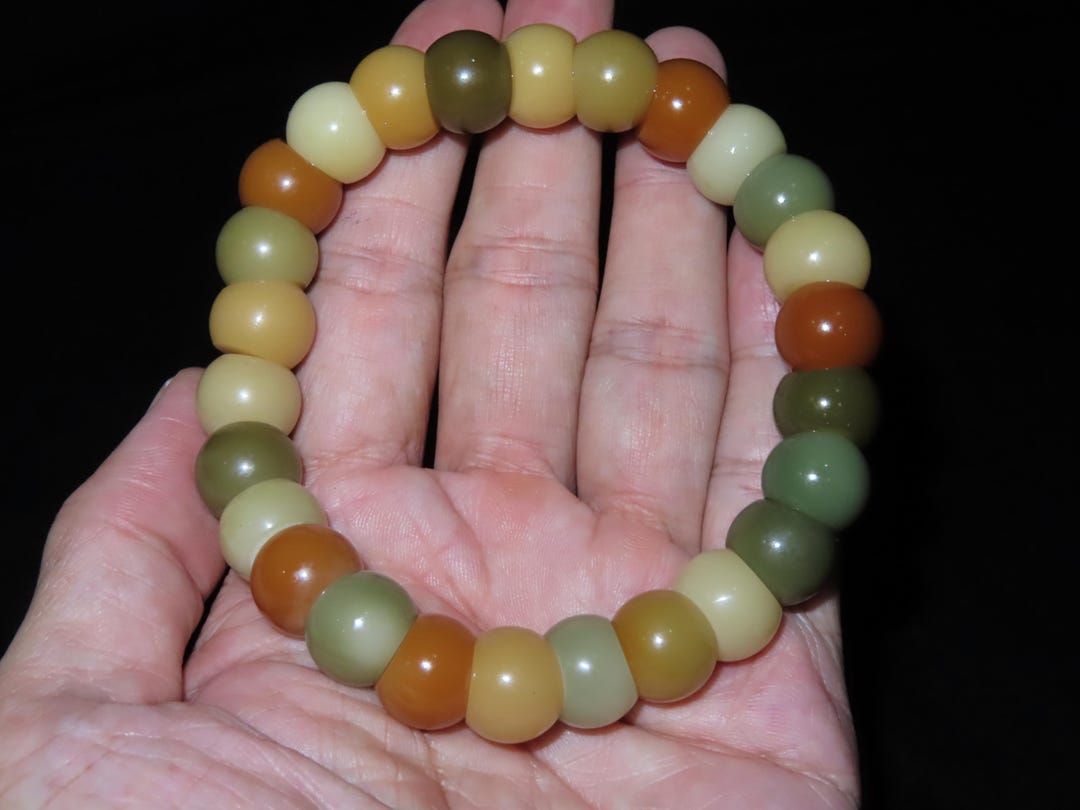 Nepal Tibet Buddhist Miter Cut Multi-colored Bodhi Root Beaded Bracelet ...
