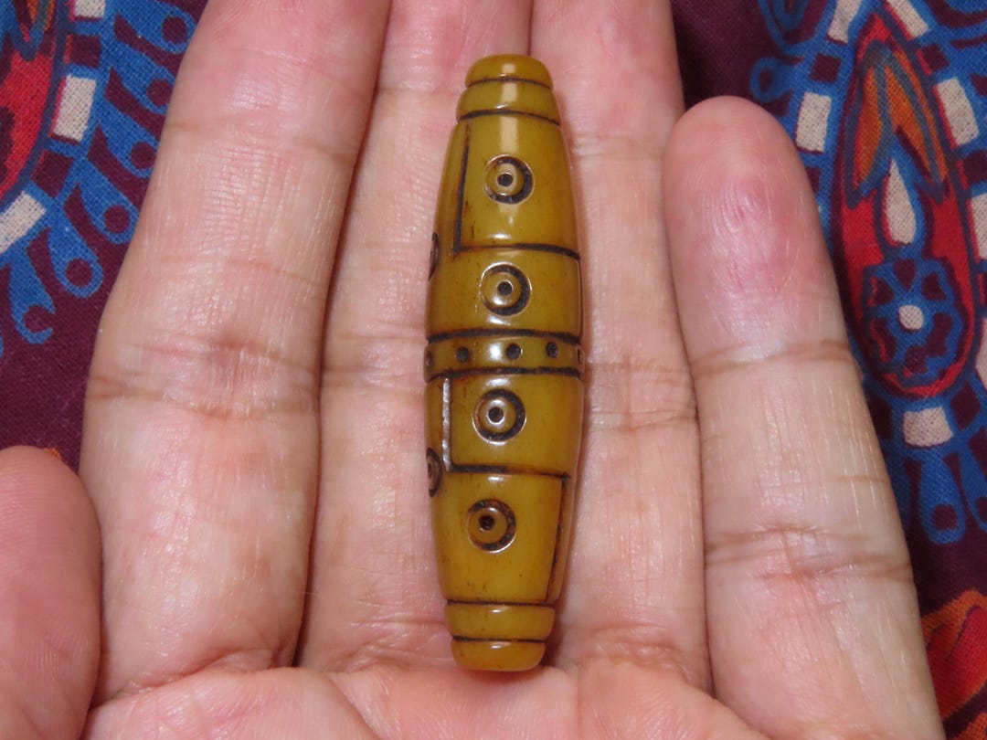 Nepal Tibet Buddhist Carved Yak Bone 12-eyed Ornament Dzi Bead (i15 ...
