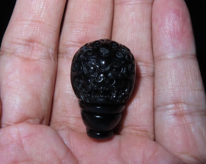 Nepal Tibet Buddhist Carved Rainbow Obsidian Guardian Faced Mala Prayer ...