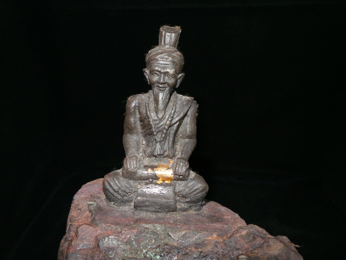 Old Thai Khmer Ceramic Shaman Rishi Sitting On Sacred Leklai | Etsy