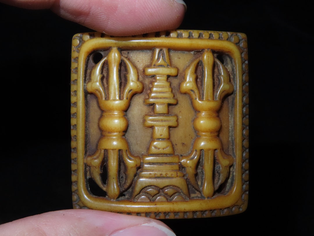 Nepal Tibet Buddhist Carved Yak Bone Dorje & Stupa Bone Kasaya ...