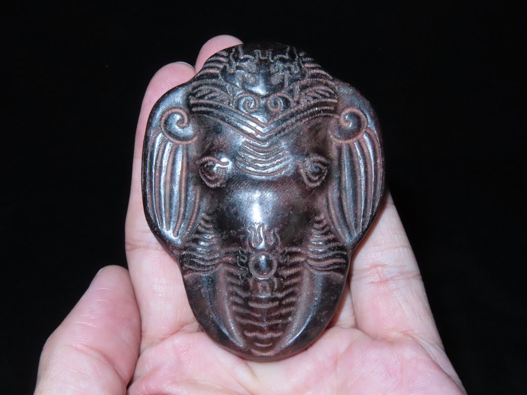 Buddhist Cast Stone Powder Auspicious Elephant Head Talisman Pendant - Etsy