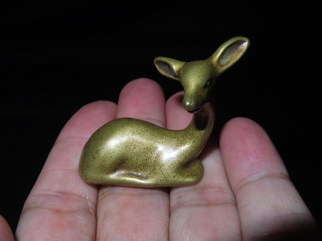 Nepal Tibet Buddhist Solid Bronze Deer Miniature Talisman Statue (u11 ...