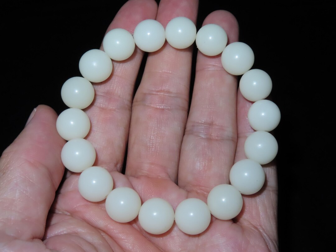 Nepal Tibet Buddhist 12mm Round Shaped White Bodhi Root Beaded Bracelet ...