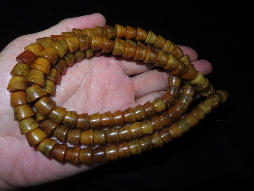 Nepal Tibet Buddhist 108 Pagoda Shaped Yak Bone Mani Mala Prayer Beads ...
