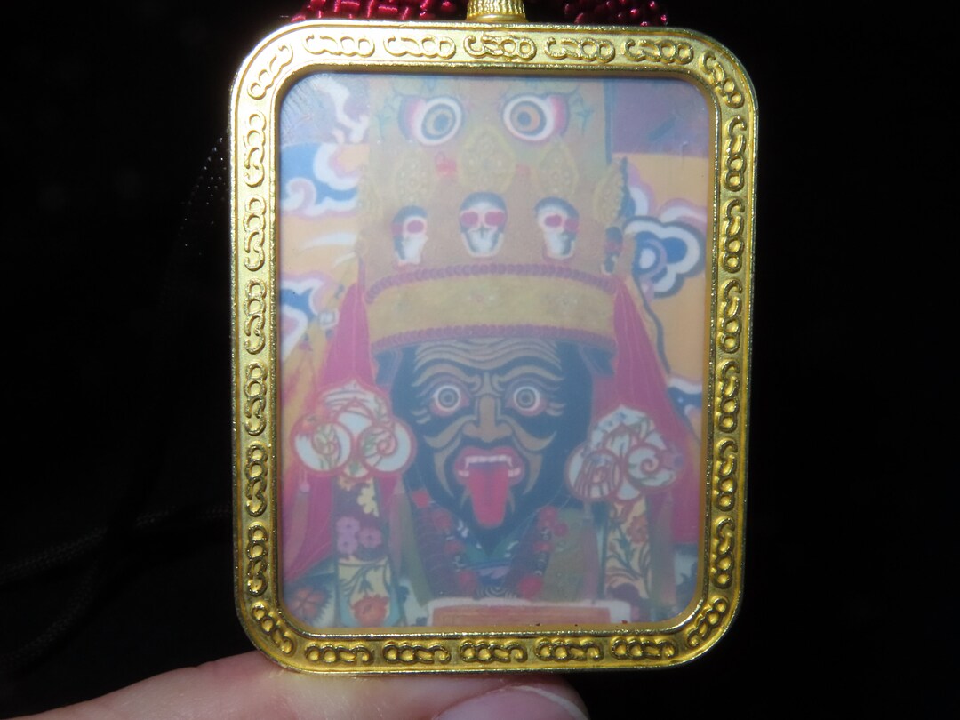 Nepal Tibet Buddhist Gold Plated Copper Zashi Lhamo Image Talisman ...