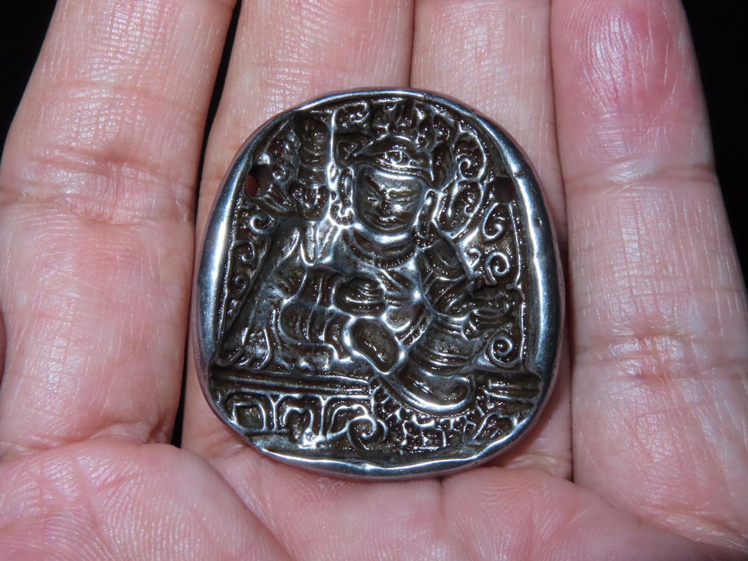 Nepal Tibet Buddhist Cold Iron Guru Padmasambhava Mold Talisman Pendant ...