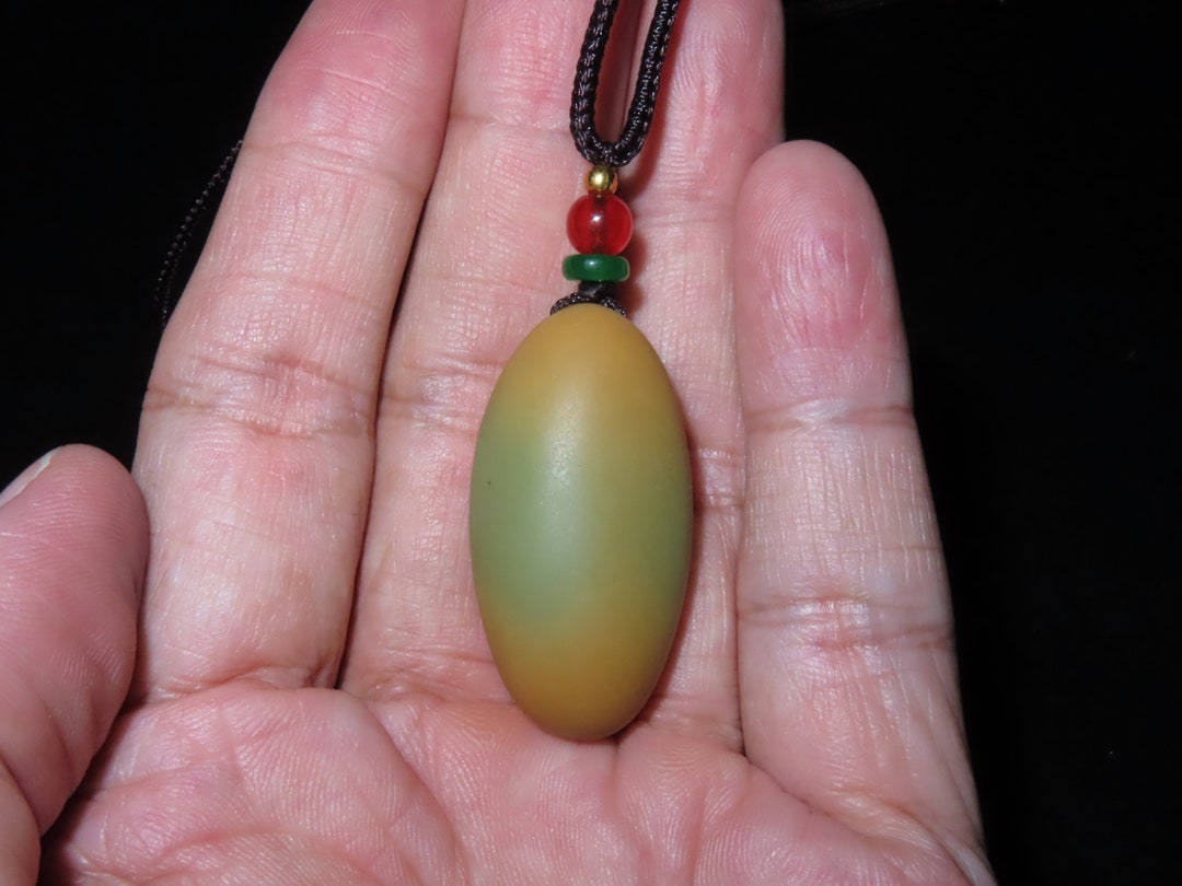 Thai Buddhist Green Color Natural Luminous Glow in Dark Amulet Egg ...