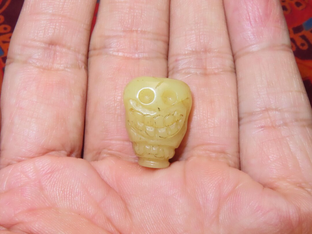Nepal Tibet Buddhist Carved Yak Bone Citipati Skull Mala Prayer Guru ...