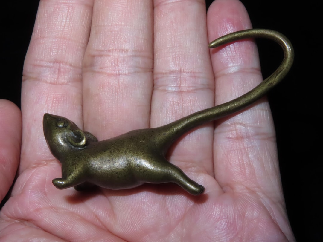 Nepal Tibet Buddhist Solid Bronze Long Tail Jambhala Mongoose Mini ...