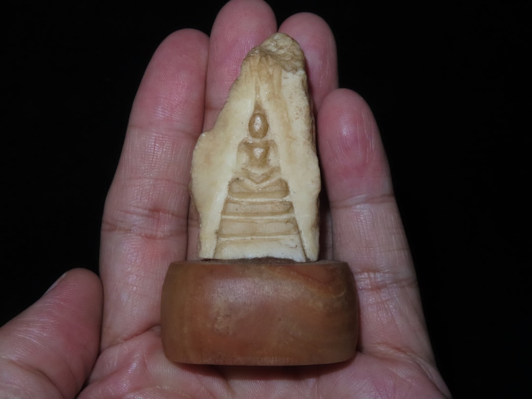 Thai Buddhist Carved Three-tier Buddha Somdej Relic Stone With Stand ...