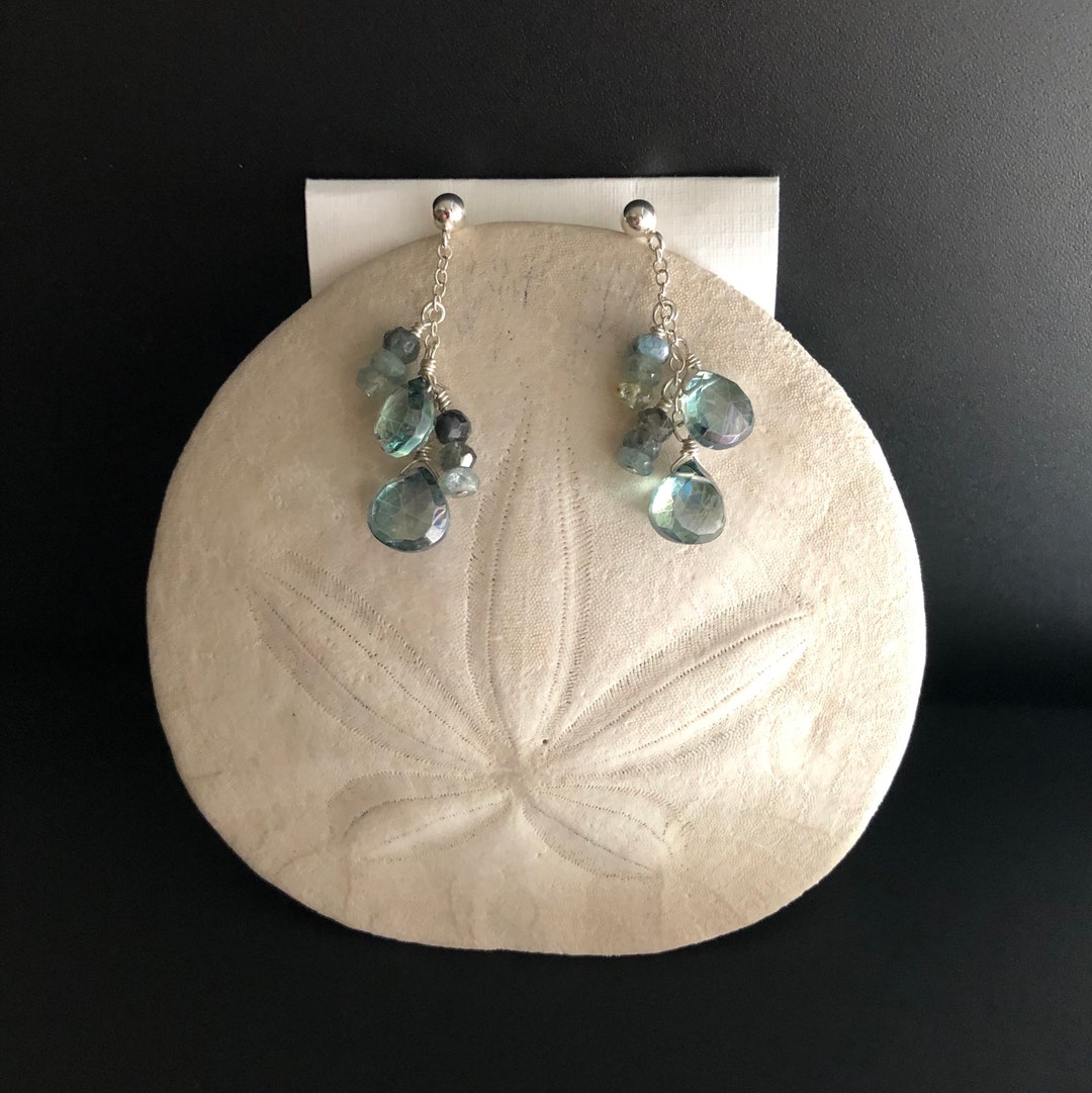 Pendientes Mystic Quartz and Moss Aquamarine hechos en Oregon - Etsy España
