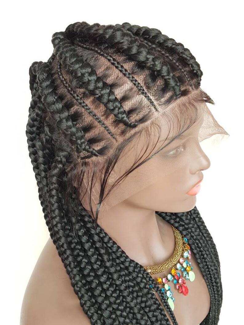 Xena Braided Full Lace Wig Stitch Braids Updo Braids Cornrow Etsy
