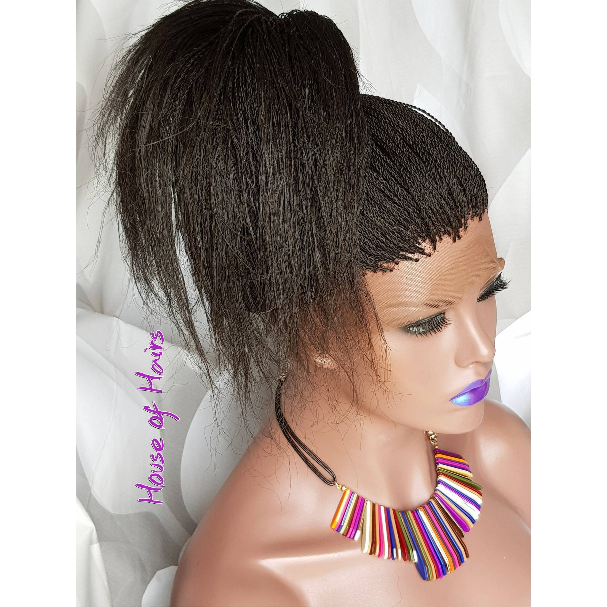 Handmade Glueless Braided Full Lace Wig Micro Twist Braids Colour 1b Off Black 16 18
