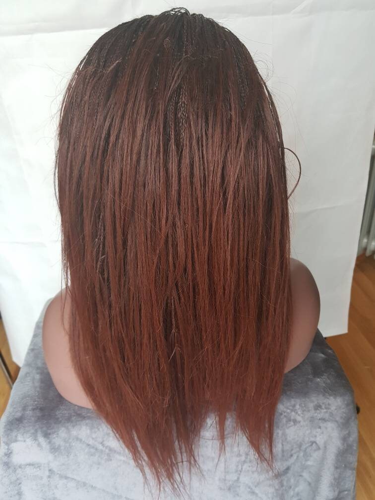100 Human Hair Handmade Micro Micro Braids Full Lace Pick N Drop Wig