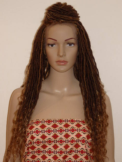 Faux Goddess Locs Handmade Micro Braided Whole Lace Wig Colour 27/30 ...