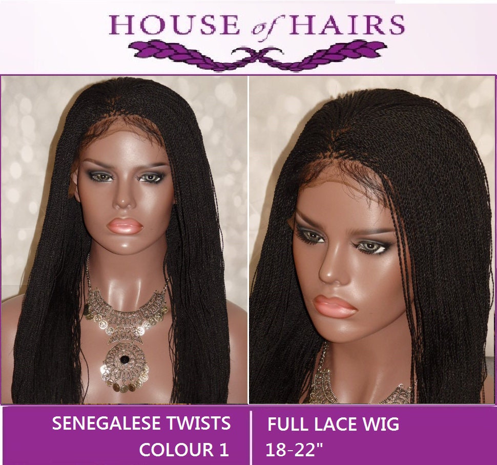 Handmade Glueless Micro Micro Small Braids Lace Front Senegalese Twist Black 1 18 22