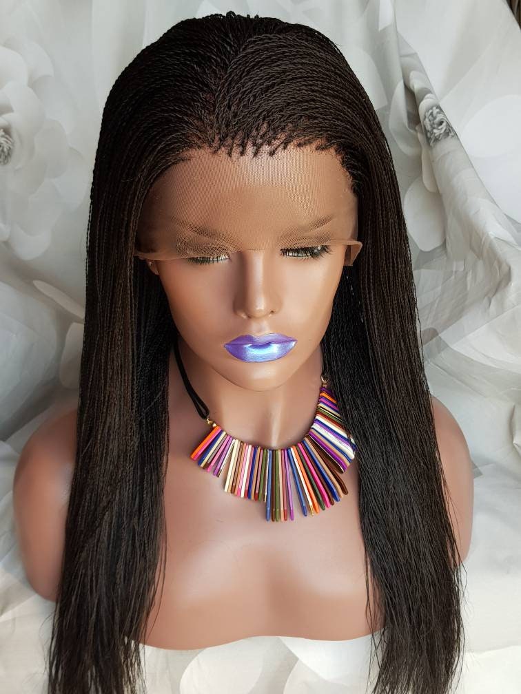 Handmade Glueless Braided Full Lace Wig Micro Twist Braids Colour 1b