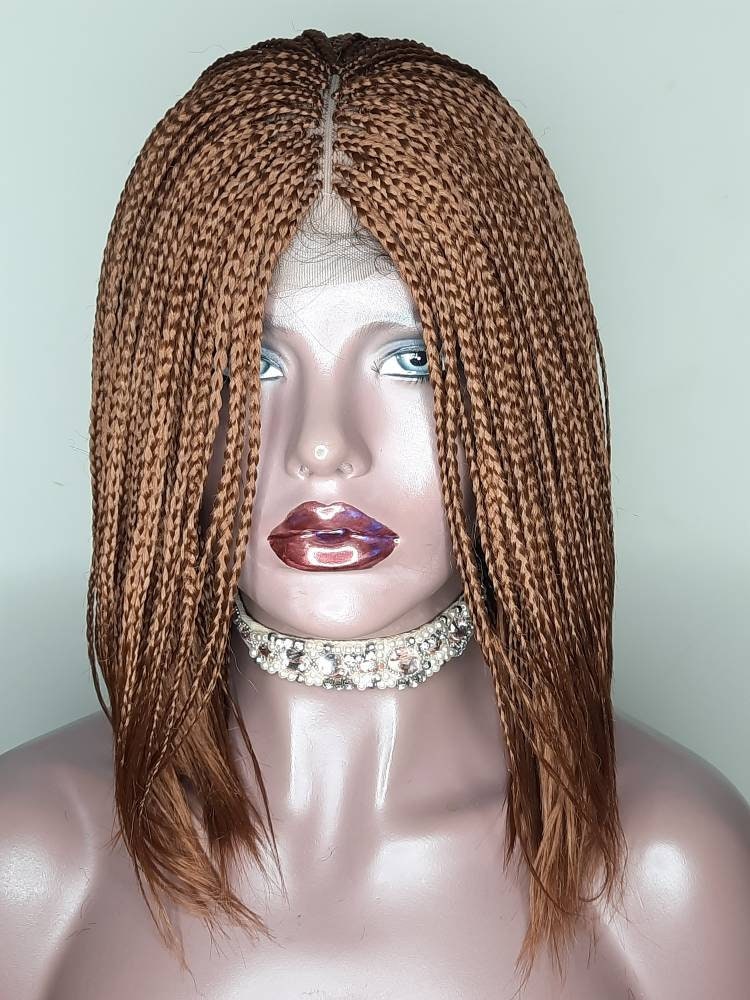 KADY Short Plaits Braided Wig Closure Bob 30 Brown Auburn 10 0130 - Etsy