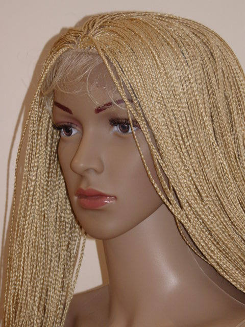 Handmade Glueless Micro Braided Lace Front Wig Small Tiny Box Braid 613
