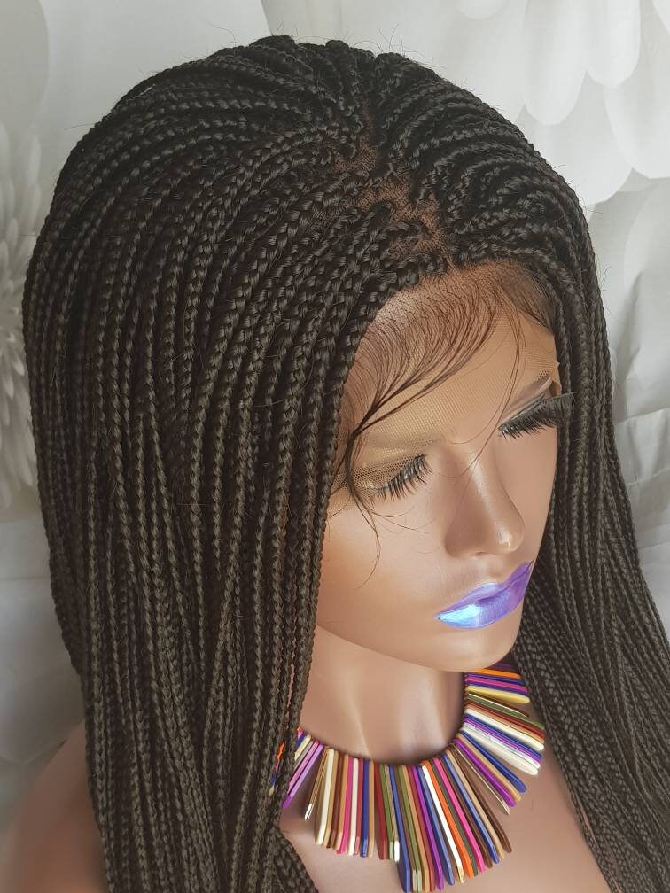 Handmade Glueless Micro Braided 360 Lace Wig Micro Plaits colour 1B 14-16