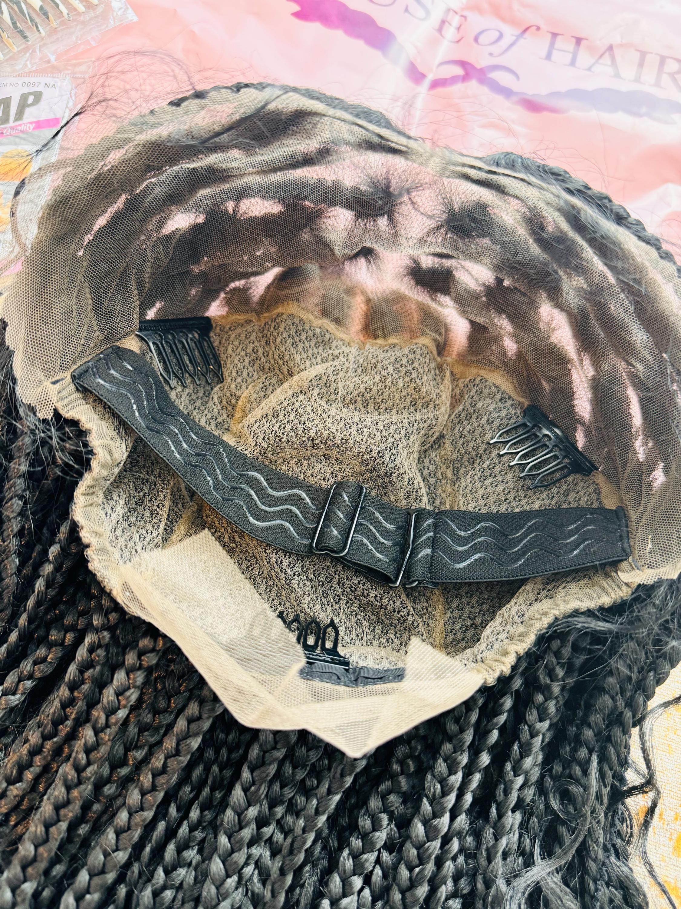 KIARA - Medium Boho Knotless Braids Full Lace Wig 1B Natural Black 28"-30" Curly - Etsy