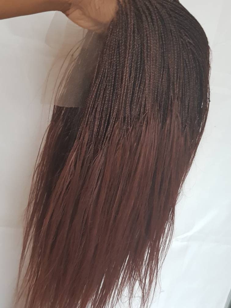 100 Human Hair Handmade Micro Micro Braids Full Lace Pick N Drop Wig