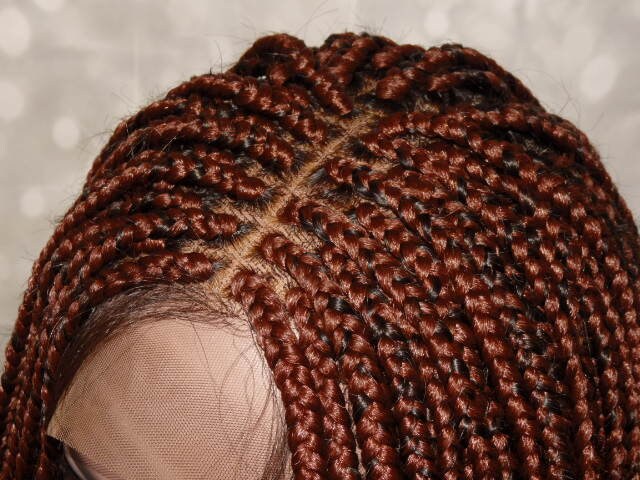 Handmade Medium Box Braid Braided FULL LACE Wig Dark Red Colour 35 20 ...