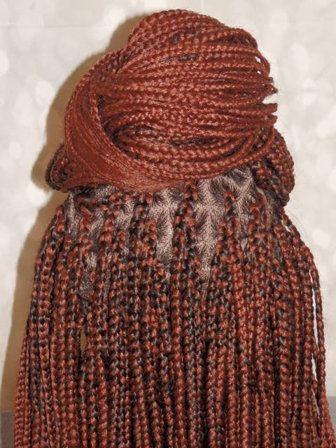 Handmade Medium Box Braid Braided FULL LACE Wig Dark Red Colour 35 20 ...