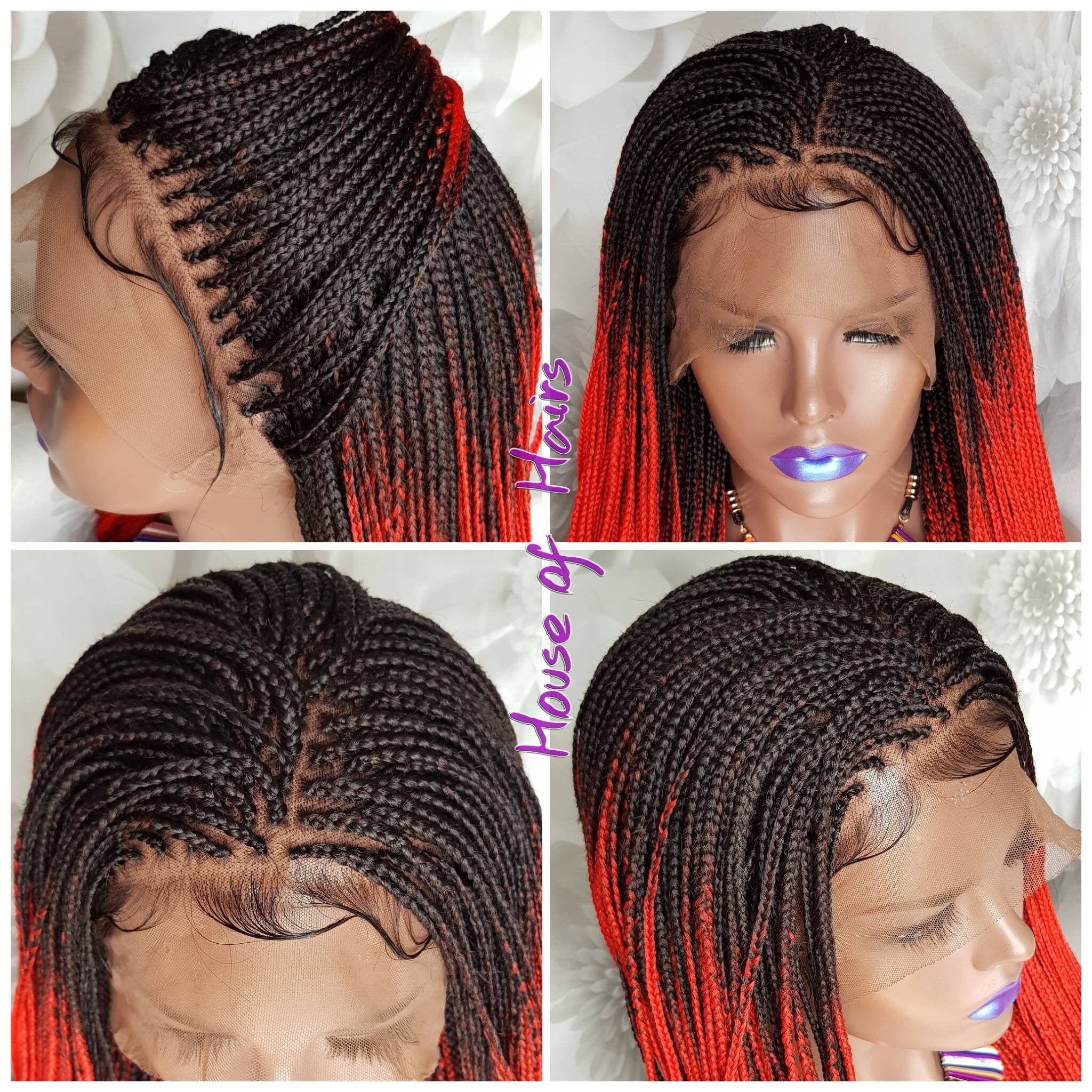 Red and black box braids store
