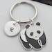 Panda Keychain Panda Keyring Initial Keyring Hand Stamped | Etsy