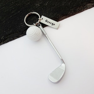 Personalised Golf Keyring, Golfing Gift, Name Keyring, Golf Club Charm ...