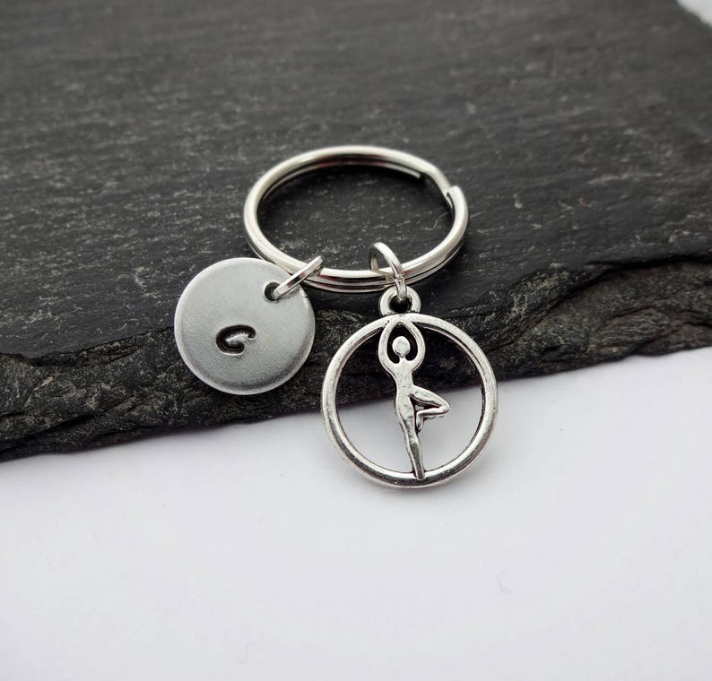 Yoga Keychain Initial Yoga Keyring Meditation Keyring Hand - Etsy UK